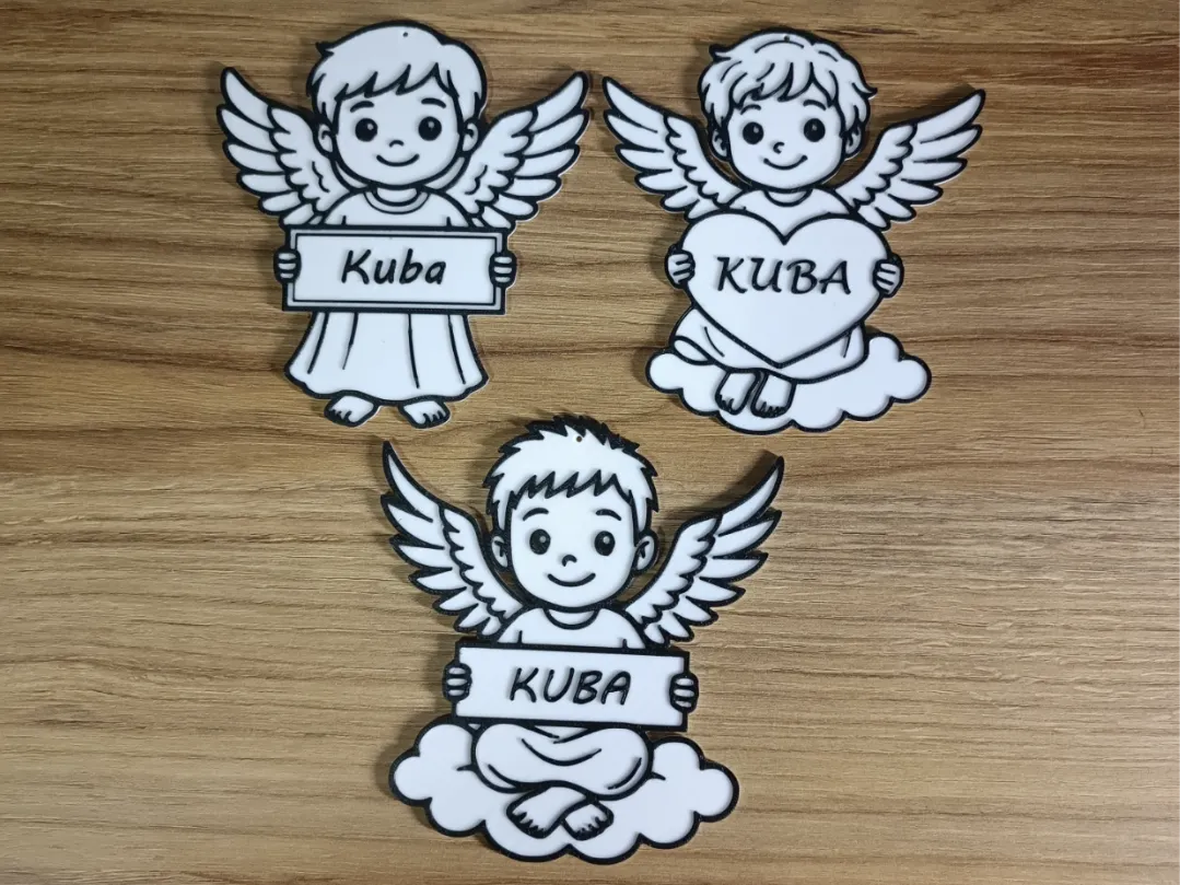 Angels Boys Ornaments (Editable Name) - Free 3D Print Model - MakerWorld
