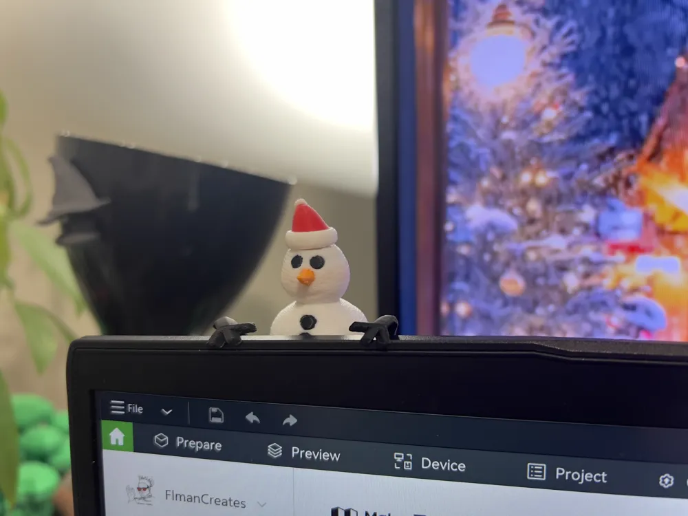 Monitor Buddy - Snowman - Free 3D Print Model - MakerWorld