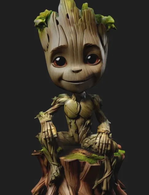 Cute sitting Groot - Free 3D Print Model - MakerWorld