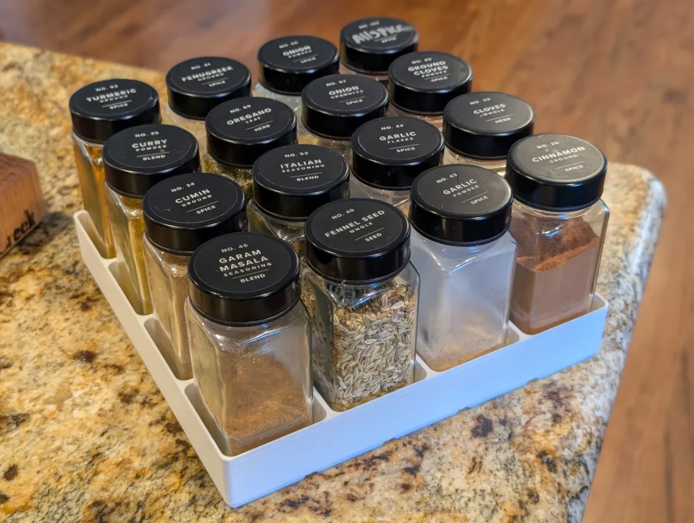 Gridfinity 4oz Spice Jar Organizer (5x5) - Free 3D Print Model - MakerWorld