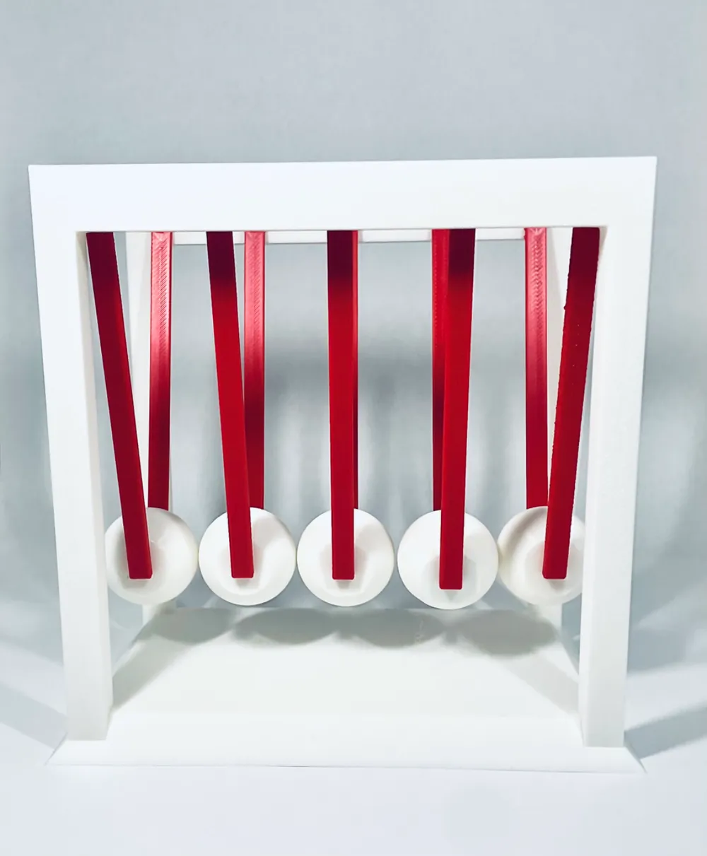 Completely 3D Printed Newton's Cradle - 5 Ball - Free 3D Print Model ...