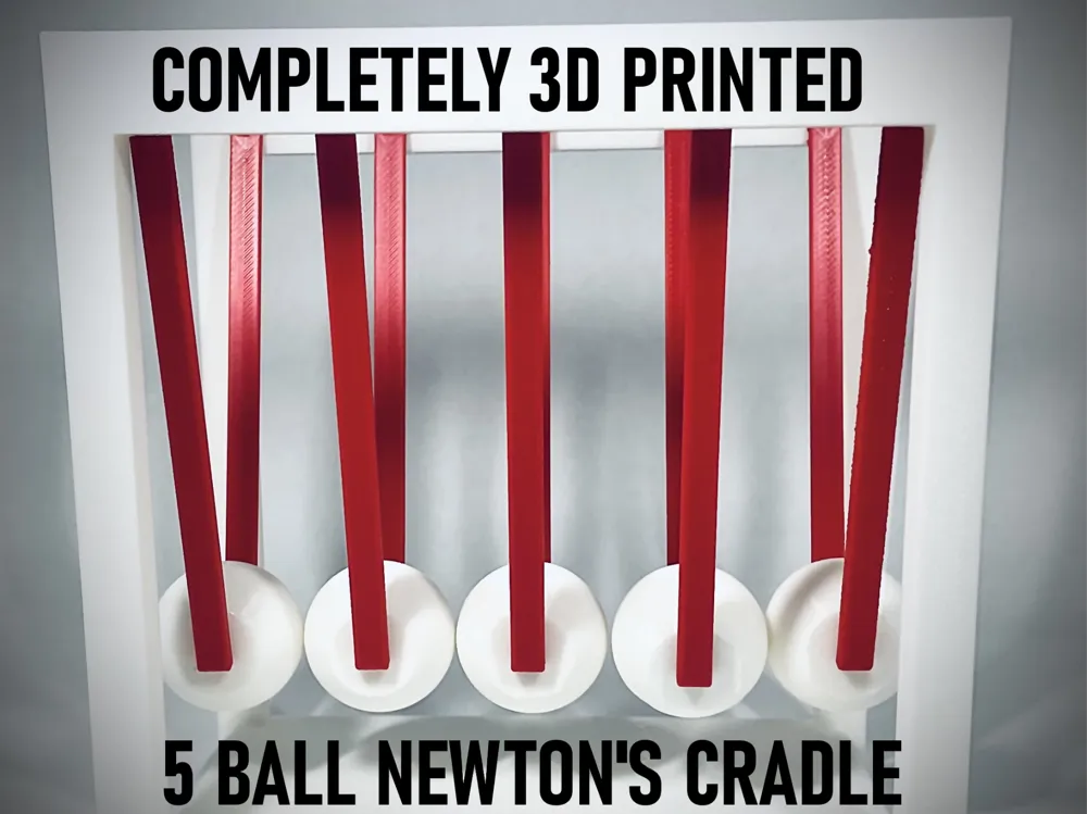 Completely 3D Printed Newton's Cradle - 5 Ball - Free 3D Print Model ...