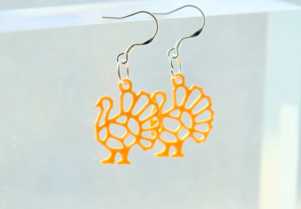 Geometric Thanksgiving Turkey Earrings - Free 3D Print Model - MakerWorld