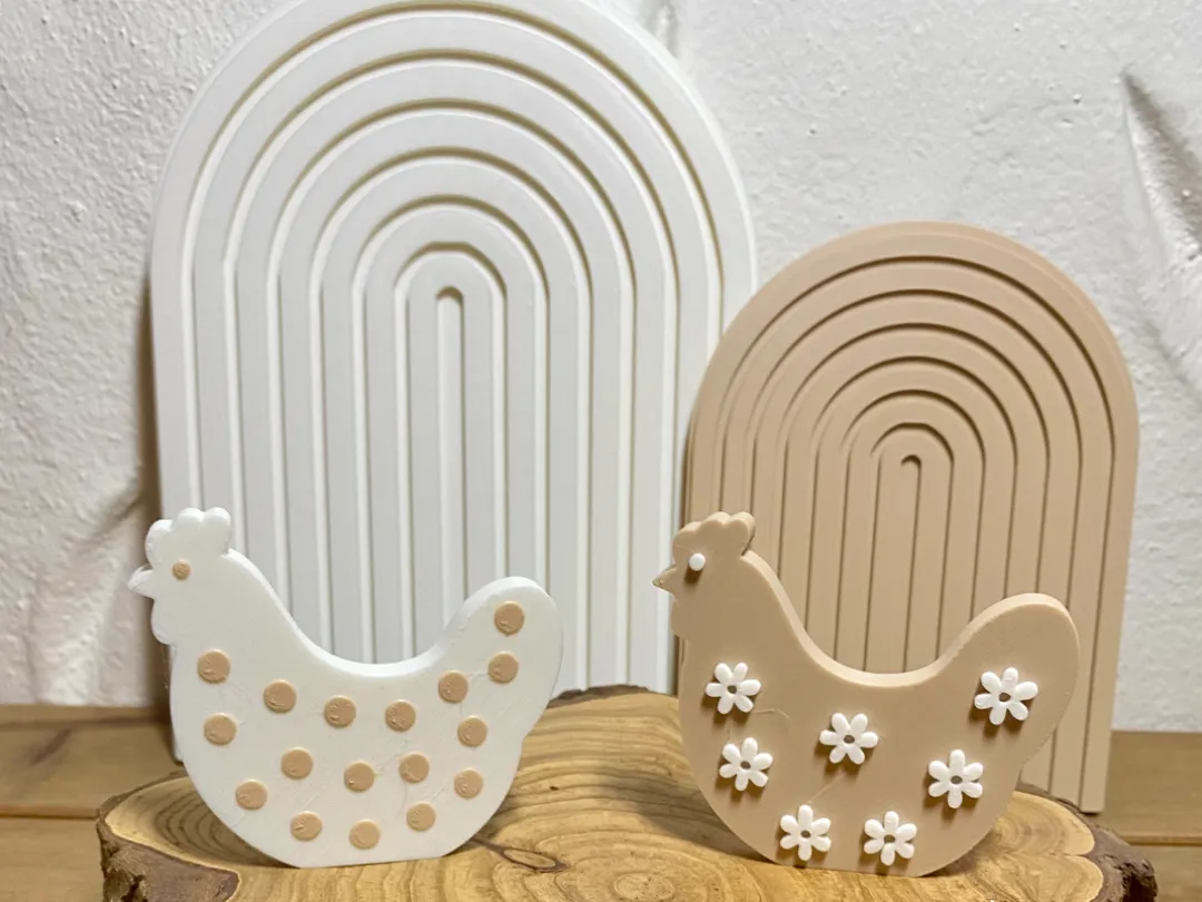 Chickens with dots or flowers - Free 3D Print Model - MakerWorld