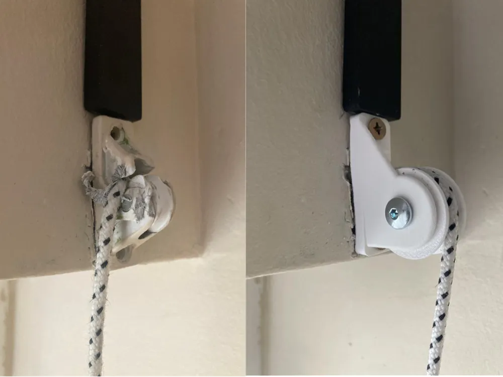 Roller shutter cord guide (pulley) - Free 3D Print Model - MakerWorld