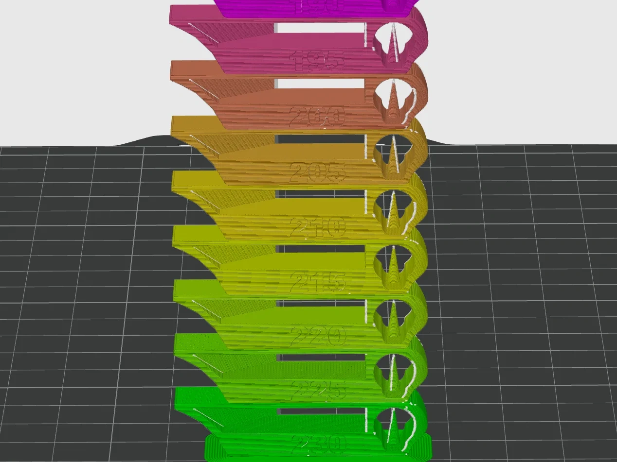 Temperature tower test PLA PETG ABS ASA phone direct print temperature ...