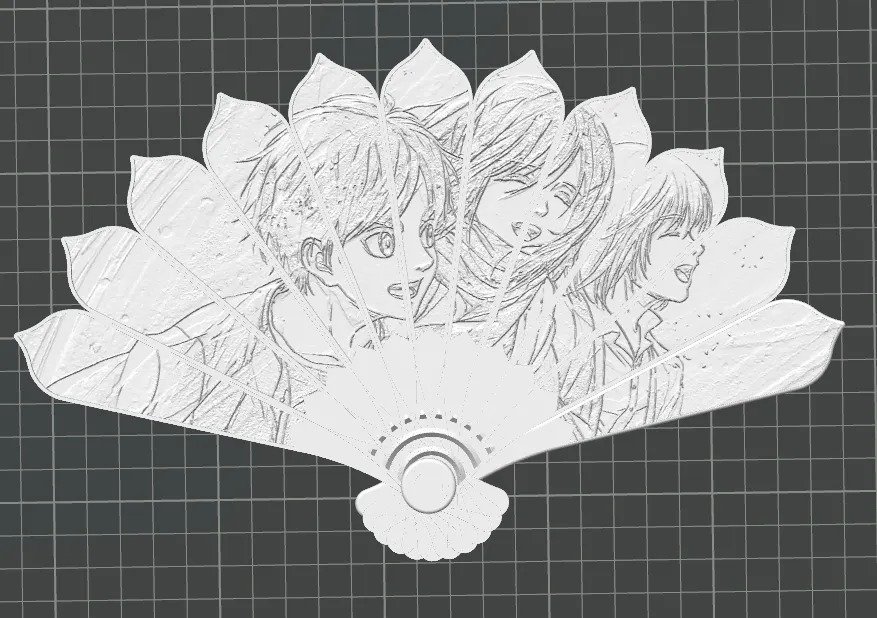 Attack on Titan Trio Embossed Folding Fan Japanese Anime - Free 3D ...