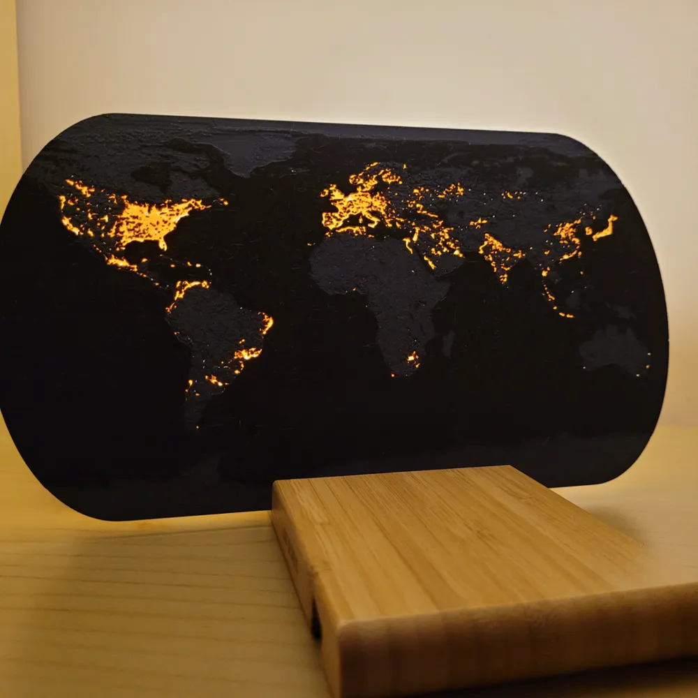 Backlit World map at night - CUSTOMISED HUEFORGE by JS DESIGN - MakerWorld