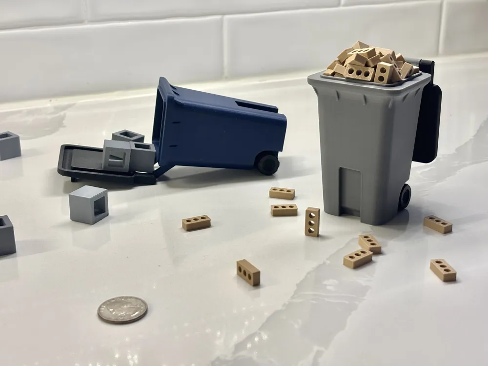 Mini Trash Can w/ Wheels | 1:12 Scale | CyberBrick - Free 3D Print ...