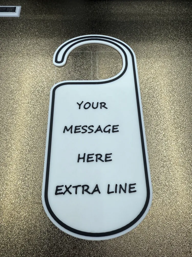 FULLY EDITABLE DOOR HANGER 4 LINES - Free 3D Print Model - MakerWorld