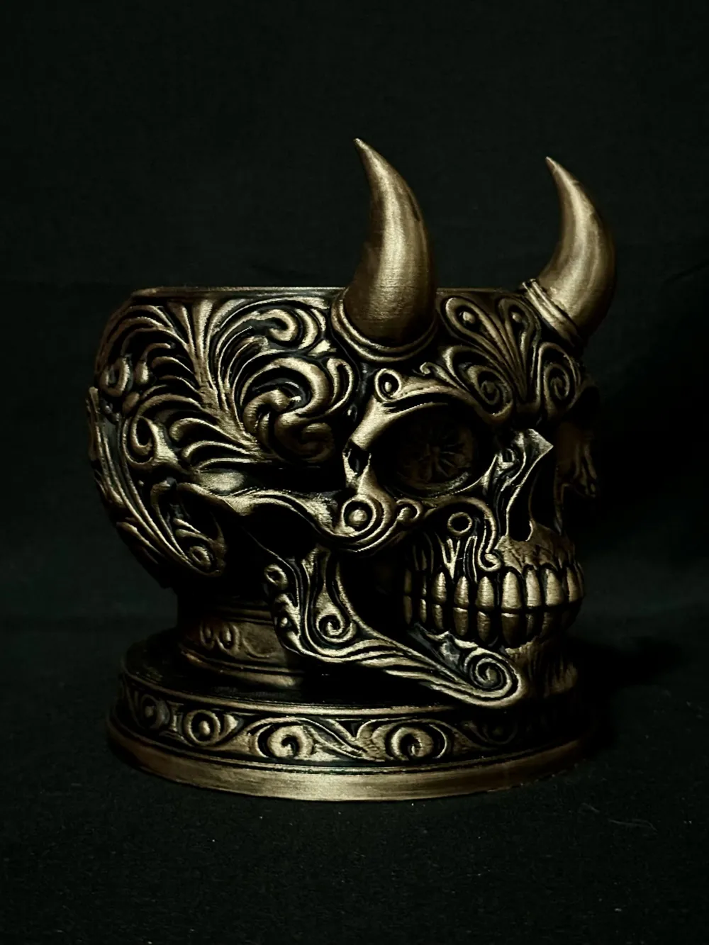 Horned Sugar Skull Halloween Candy Bowl by slimshezy MakerWorld ...