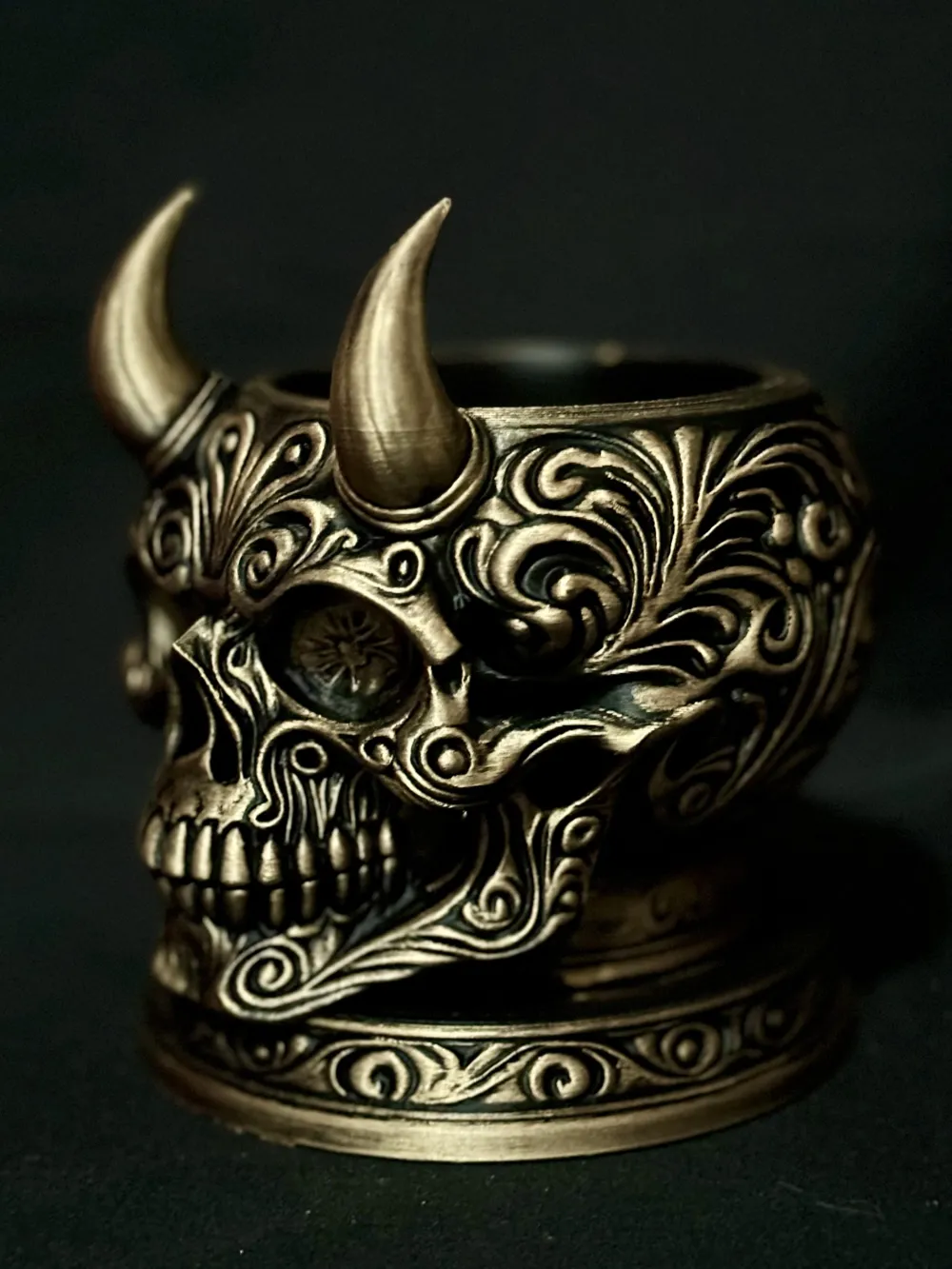Horned Sugar Skull Halloween Candy Bowl by slimshezy MakerWorld ...