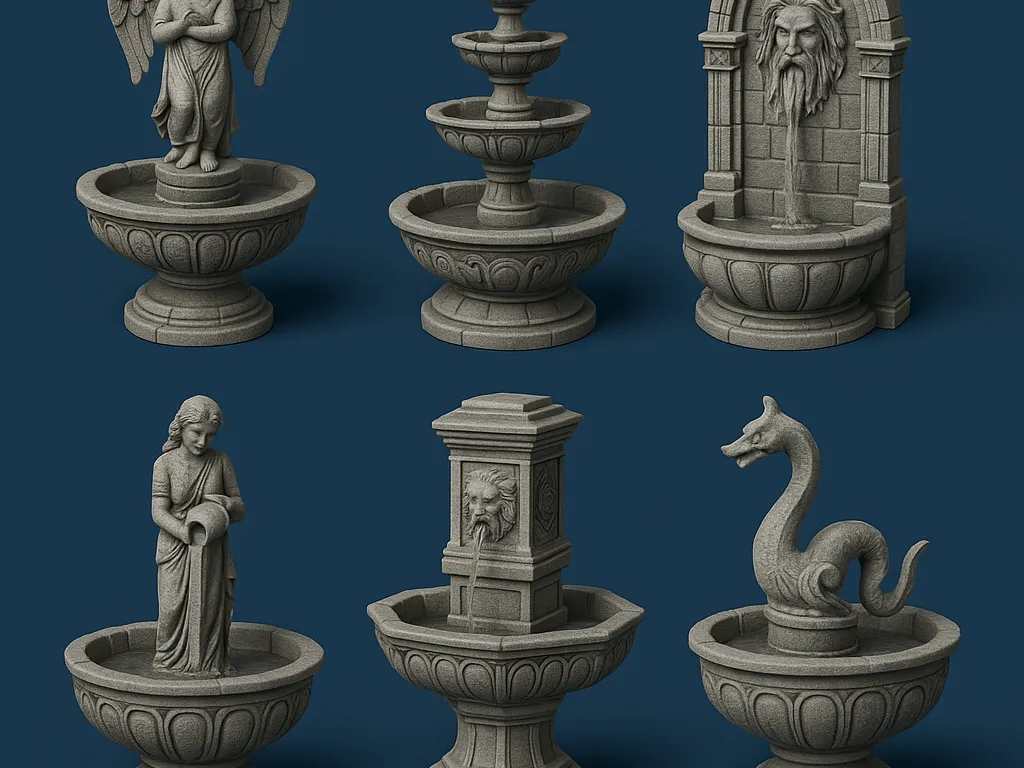 Medieval Stone Fountains Collection - Free 3D Print Model - MakerWorld