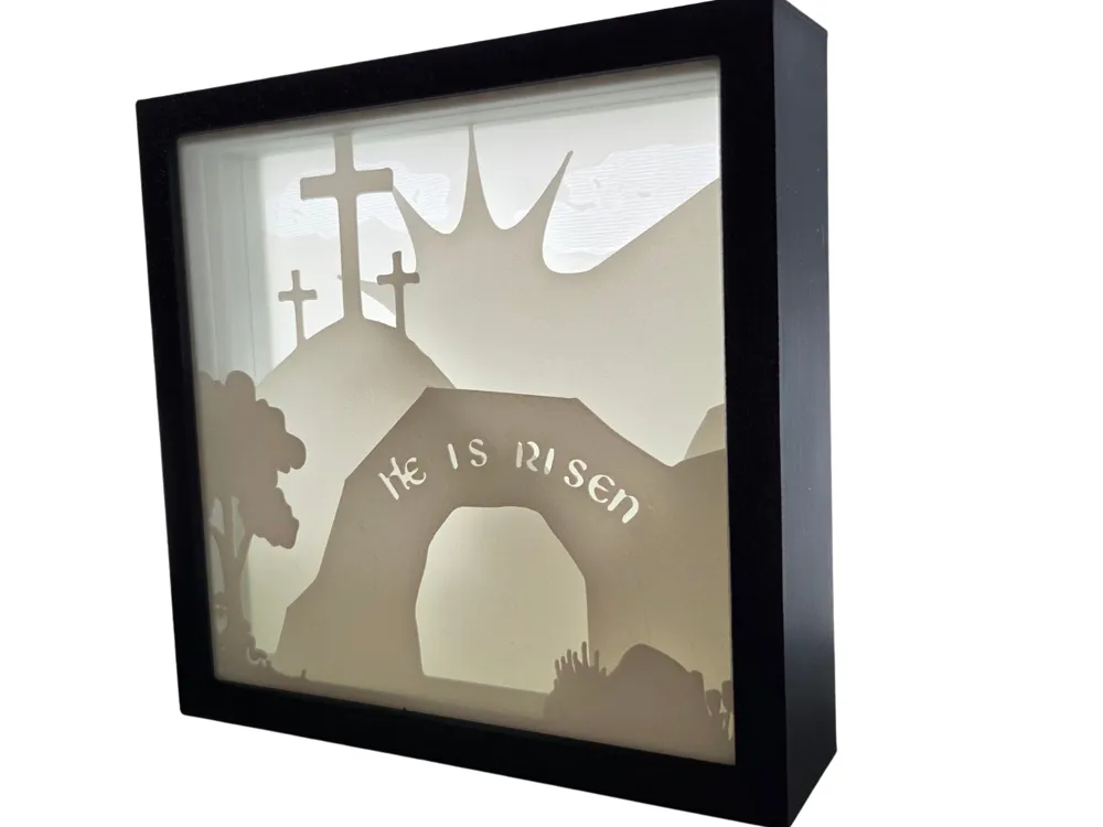 Easter Shadow Box - He Is Risen Shadow Box - Free 3D Print Model ...