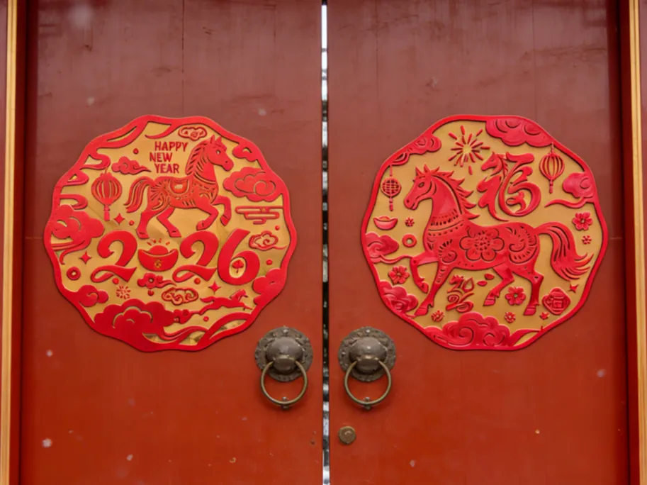 Décoration de porte et de fenêtre pleine pour l'Année du Cheval 2026 ...