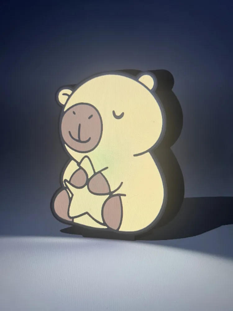 Cute Capybara Lightbox Lamp by Clair14 MakerWorld: Download Free 3D Models