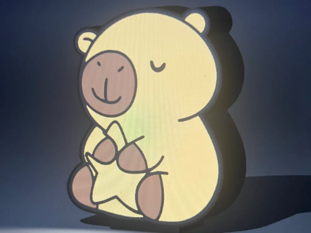 Cute Capybara Lightbox Lamp by Clair14 MakerWorld: Download Free 3D Models