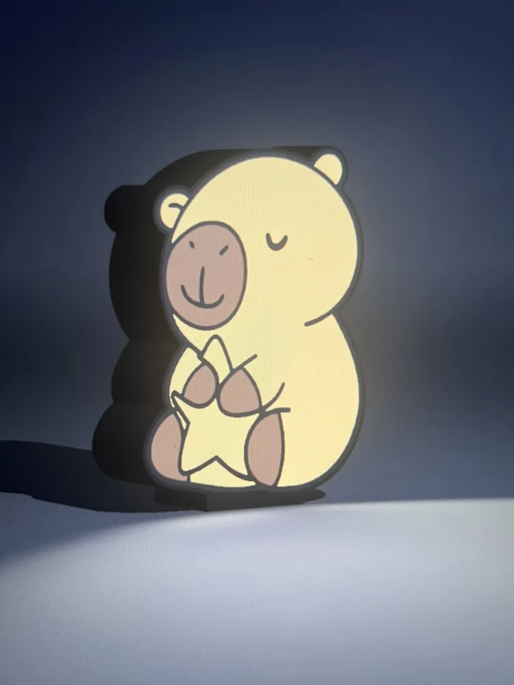 Cute Capybara Lightbox Lamp by Clair14 MakerWorld: Download Free 3D Models