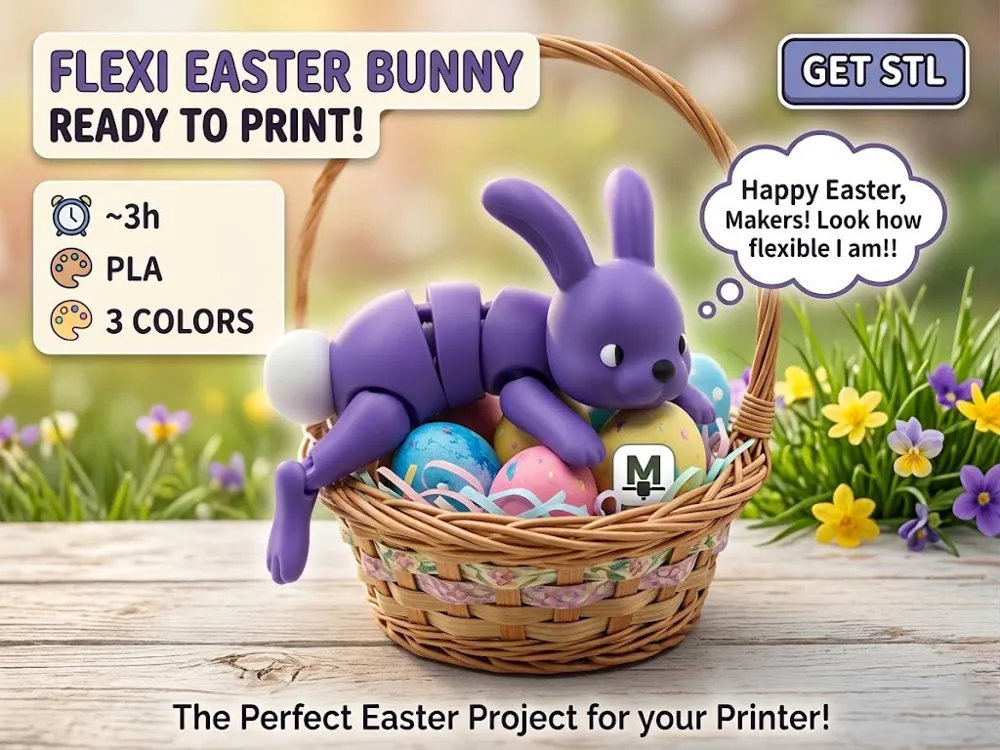 Flexi Easter Bunny - Free 3D Print Model - MakerWorld