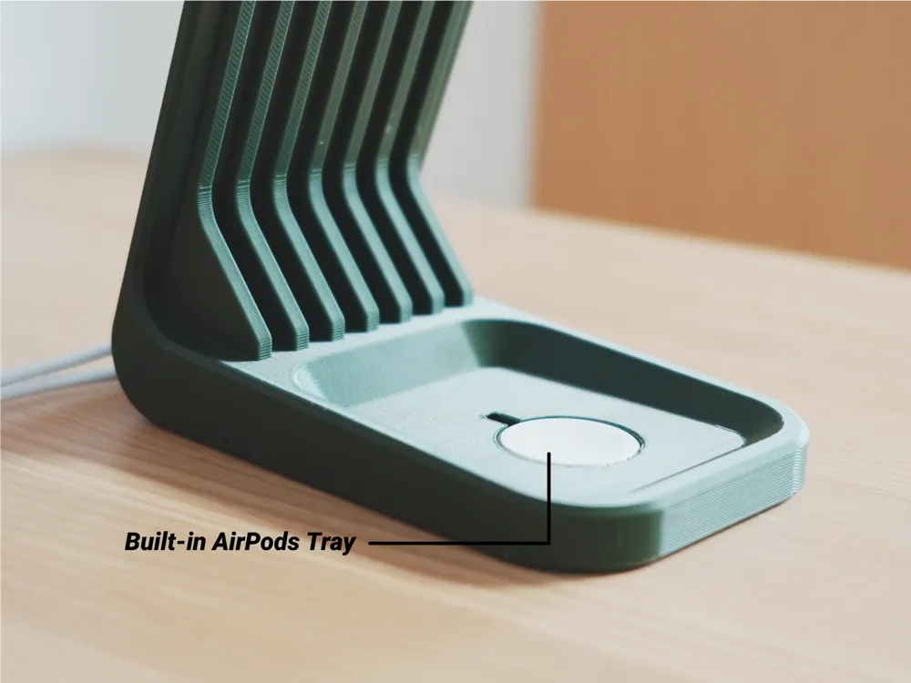 iPhone Stand Riser with MagSafe + AirPods Tray by Meyui MakerWorld ...