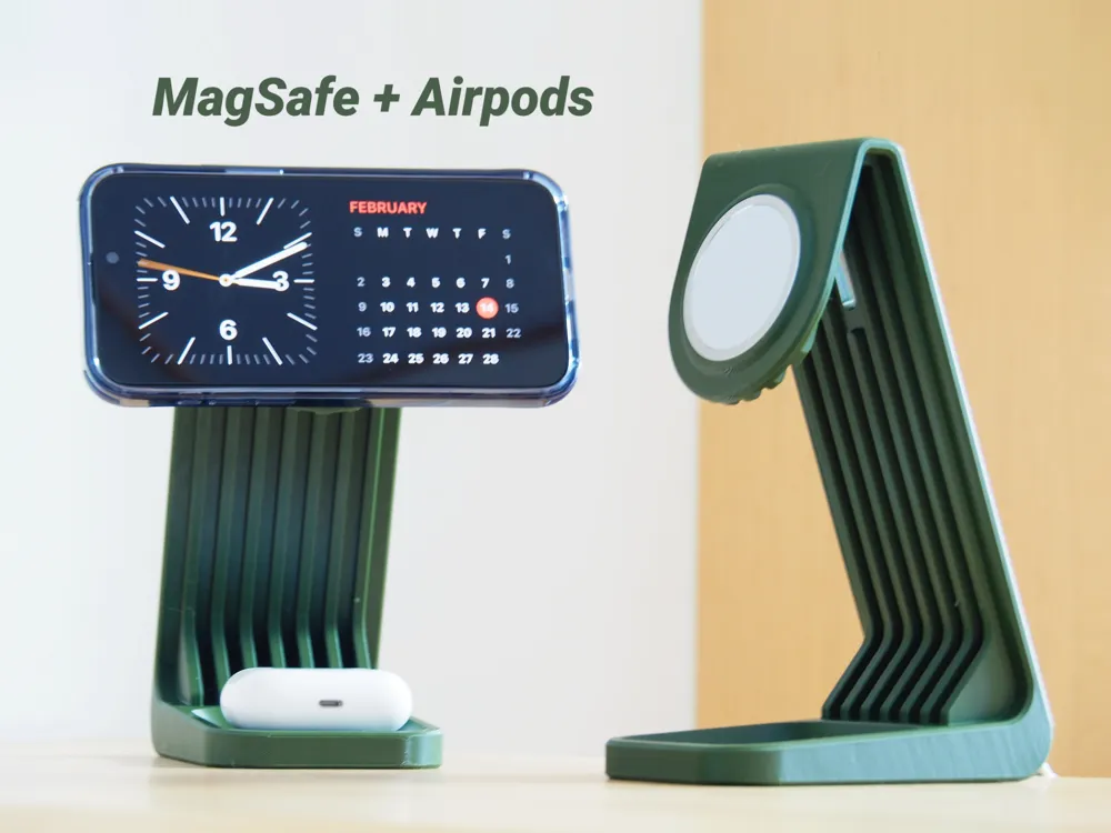 iPhone Stand Riser with MagSafe + AirPods Tray by Meyui - MakerWorld
