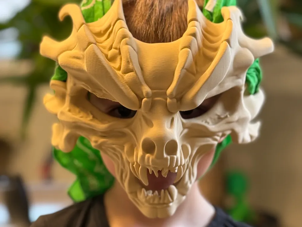 Dragon Bone Skull Mask "Ashbone Wyrm" - Free 3D Print Model - MakerWorld