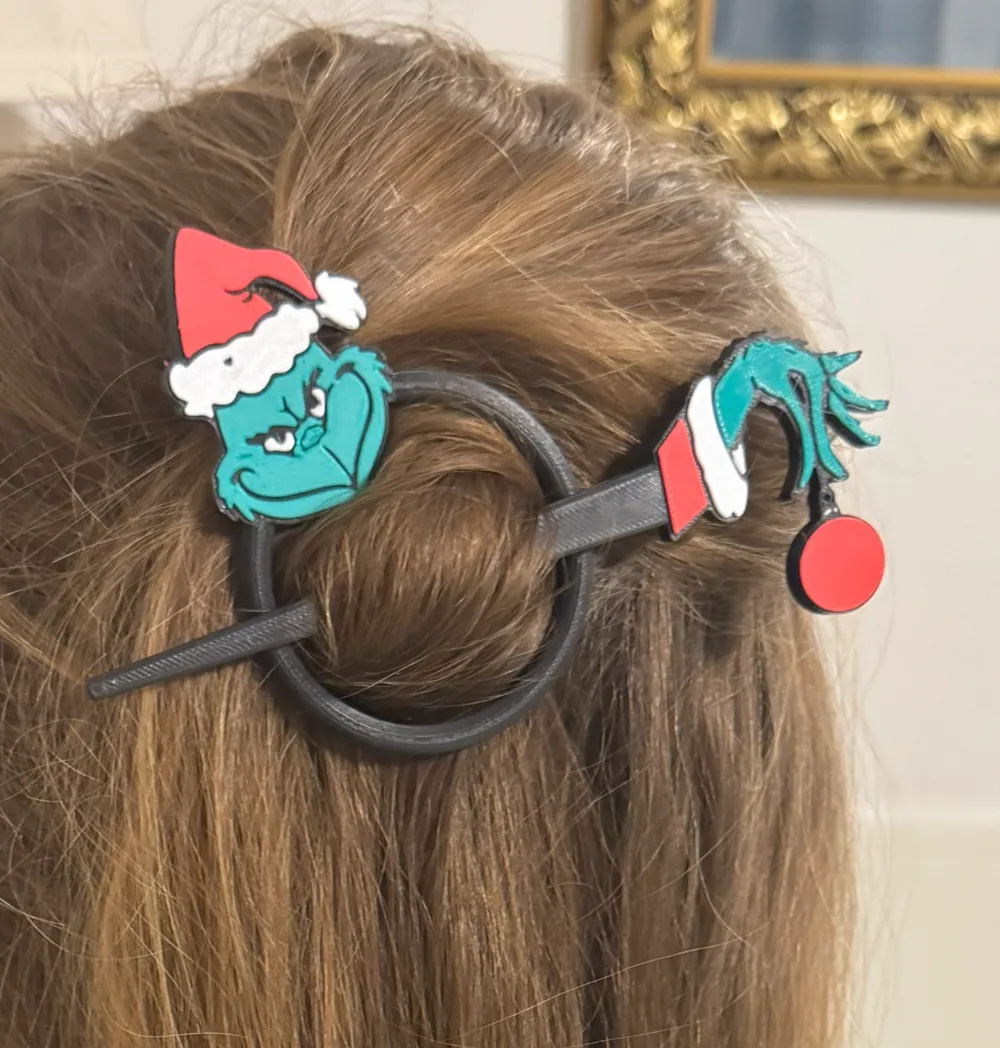 Grinch Hair Pin by Paulies Prints MakerWorld: Download Free 3D Models
