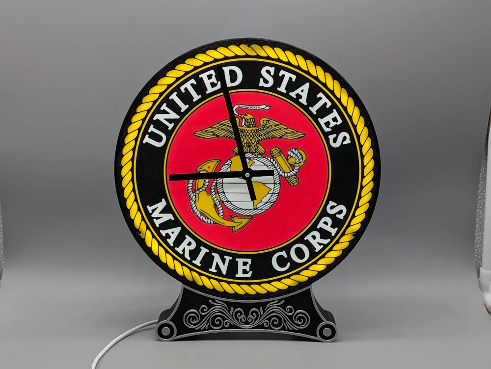 USMC Lightbox Clock Face by MadMax3D MakerWorld: Download Free 3D Models