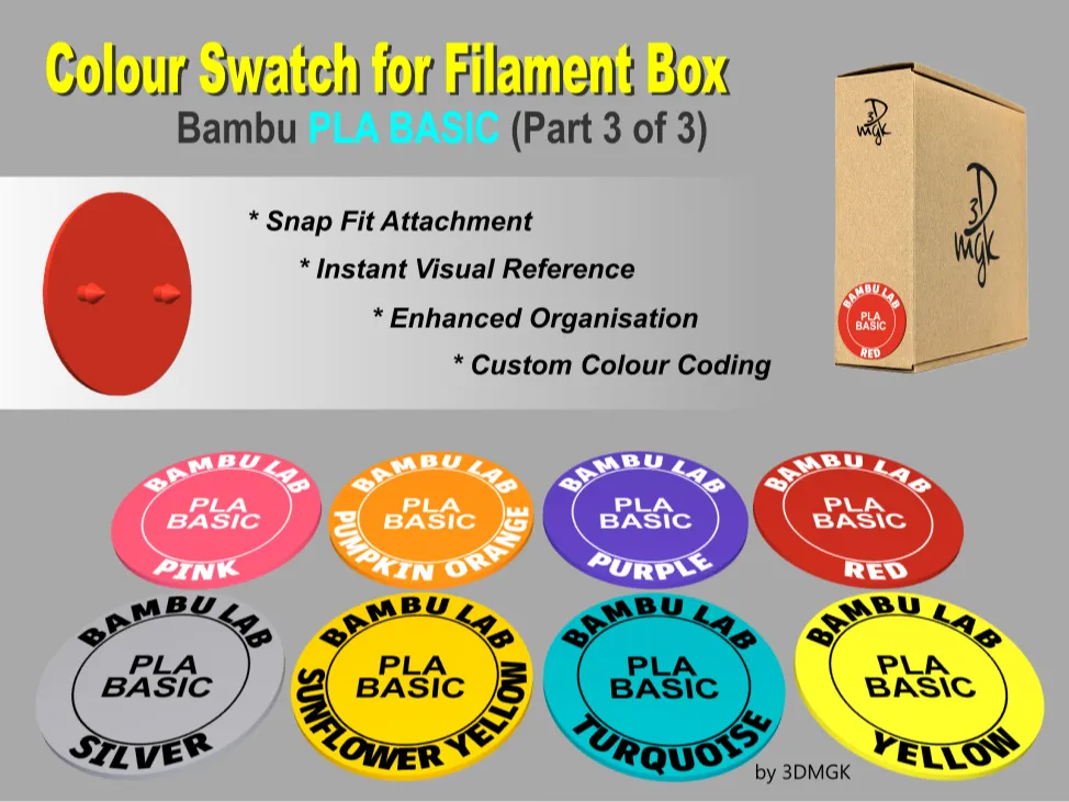 Filament Box Colour Swatch--Bambu PLA BASIC Part 3 by 3DMGK - MakerWorld