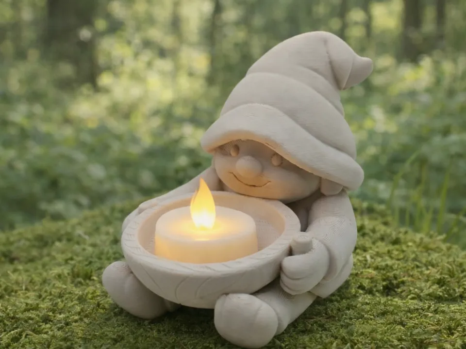 Forest Light Gnome with Tealight Bowl - Free 3D Print Model - MakerWorld