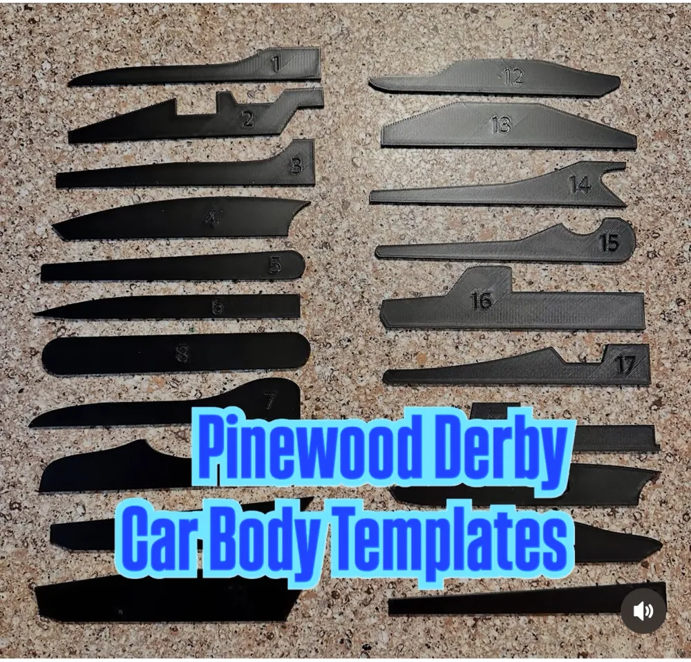 Numbered Pinewood Derby Car Body Template Tracers Remixed by Brain ...