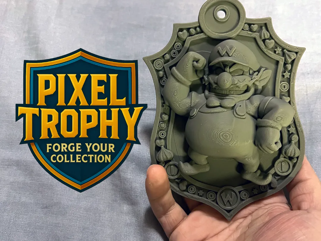 Pixel Trophy – Wario (Super Mario) - Free 3D Print Model - MakerWorld