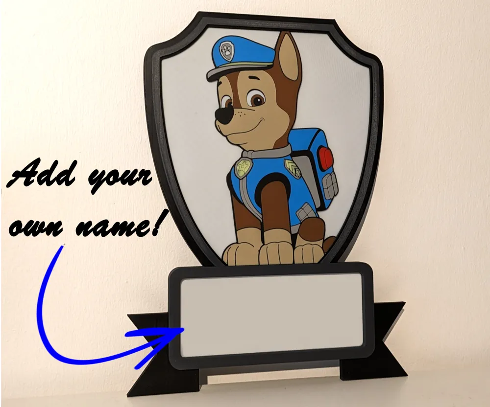 Paw Patrol - Chase name doorplate - Free 3D Print Model - MakerWorld
