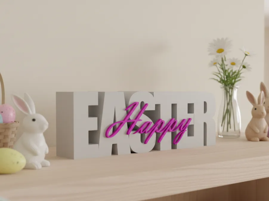 Happy Easter lettering - Free 3D Print Model - MakerWorld