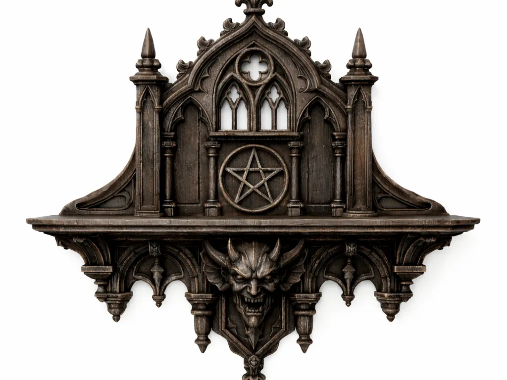 Gothic Pentagram Wall Shelf - Free 3D Print Model - MakerWorld