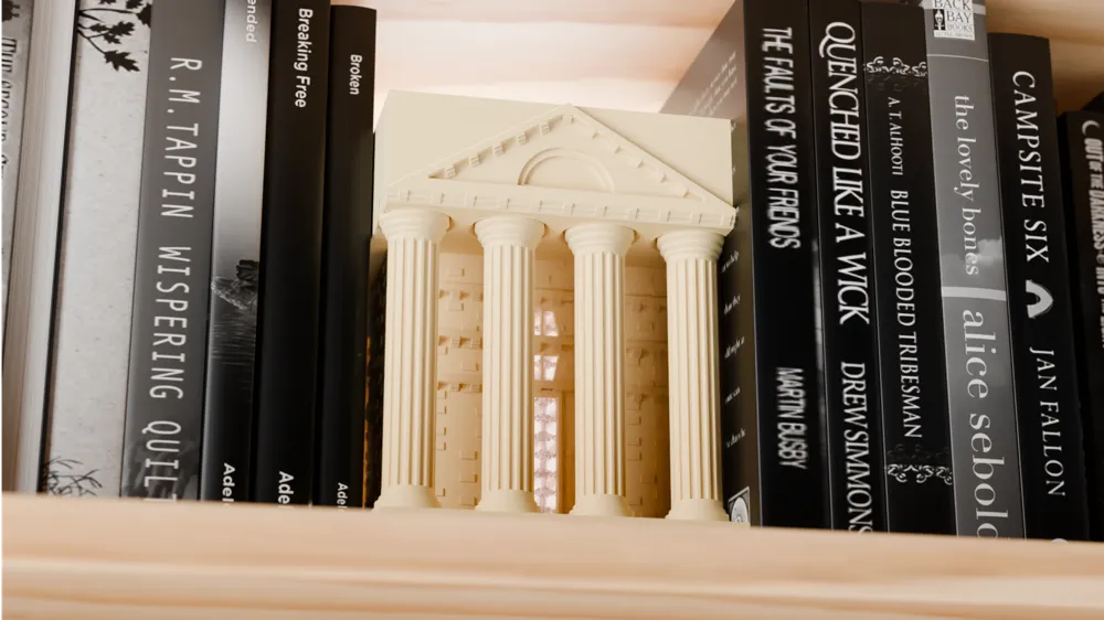 Book Nook. Roman temple lamp for Bookshelf by Abstractia Design ...