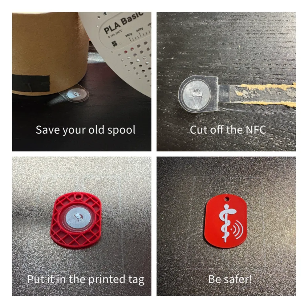 Medical emergency Tag from Bambu spool NFC by familieKP MakerWorld ...