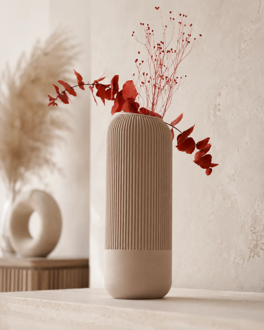 Japandi Ribbed Vase - Modern Home Decor - Free 3D Print Model - MakerWorld