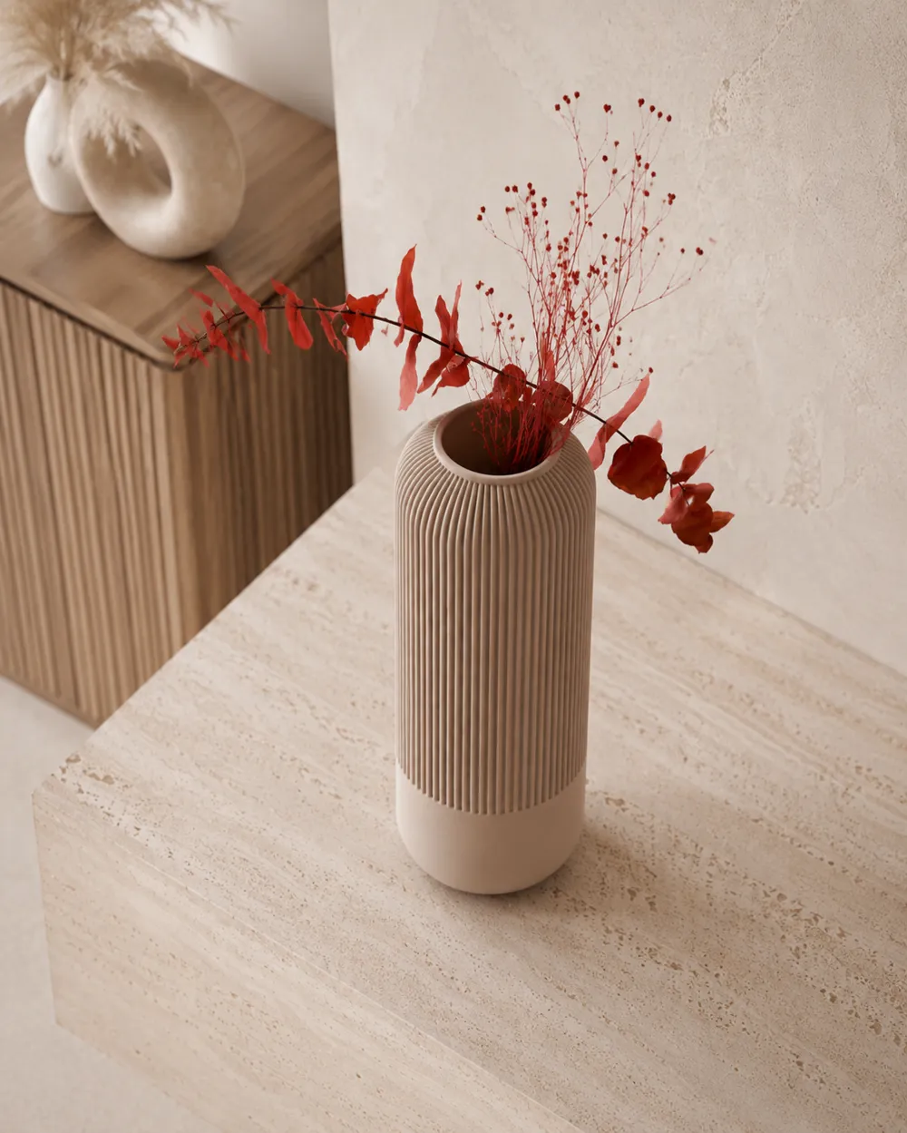 Japandi Ribbed Vase - Modern Home Decor - Free 3D Print Model - MakerWorld