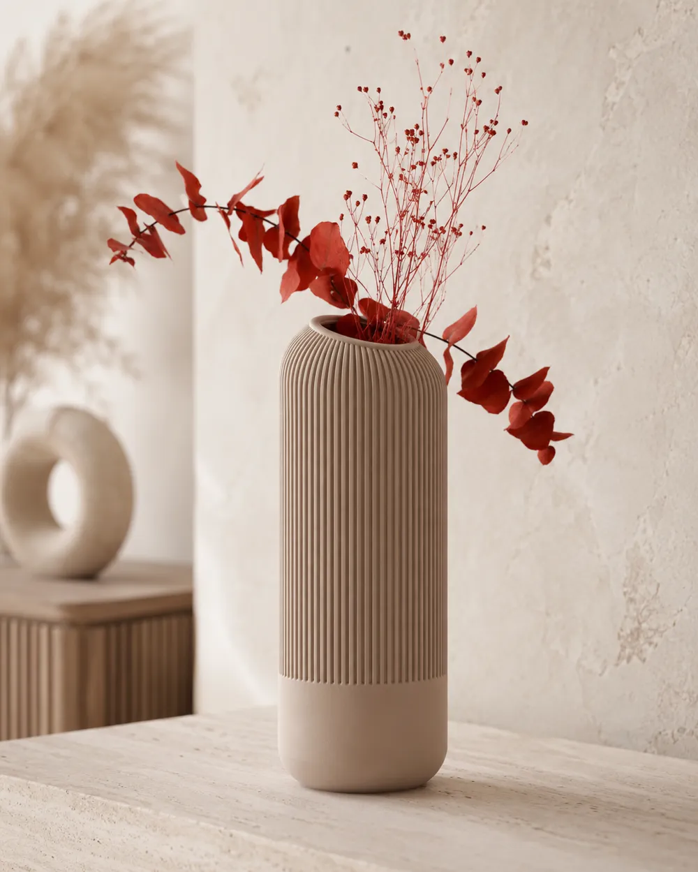 Japandi Ribbed Vase - Modern Home Decor - Free 3D Print Model - MakerWorld