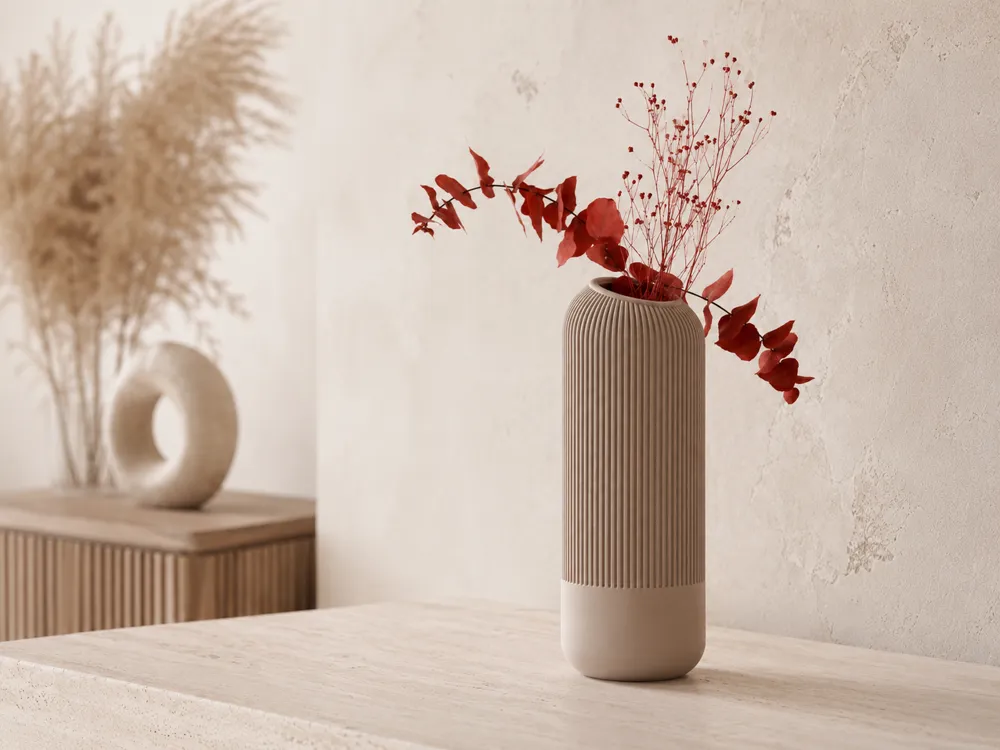 Japandi Ribbed Vase - Modern Home Decor - Free 3D Print Model - MakerWorld