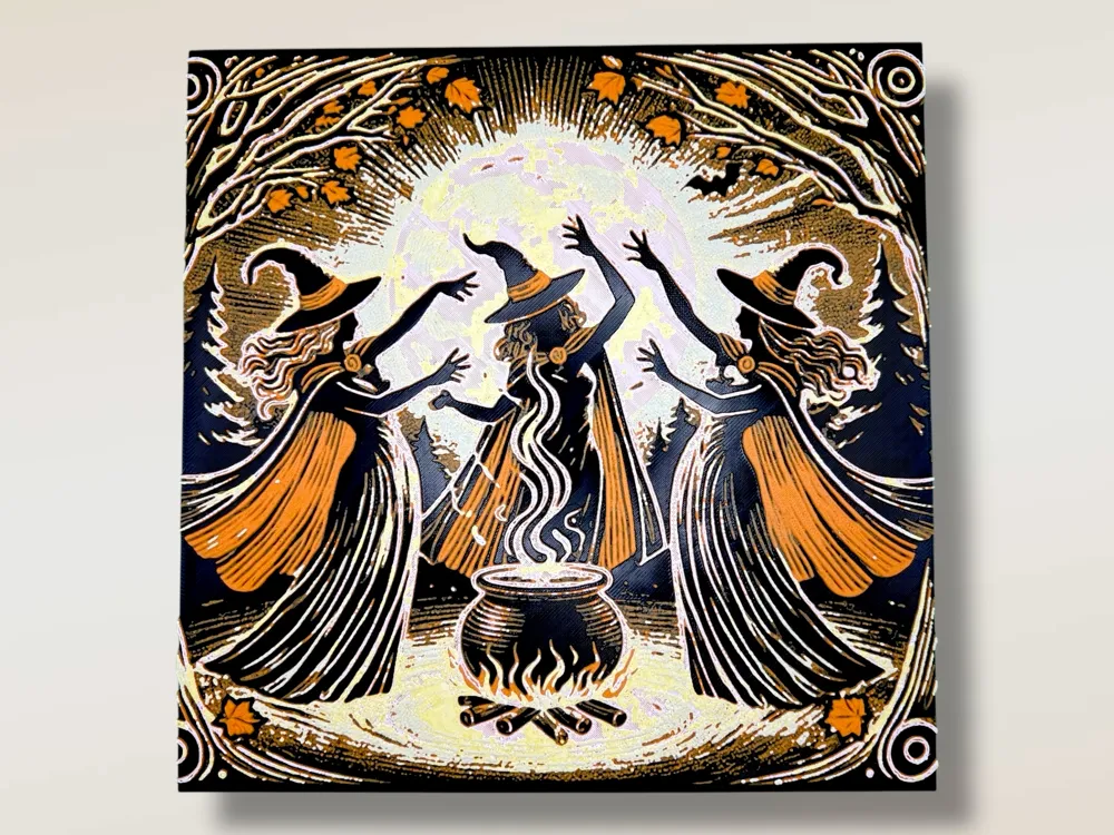 Moonlit Sisters - Witches Halloween Hueforge by Manic 3D Prints ...