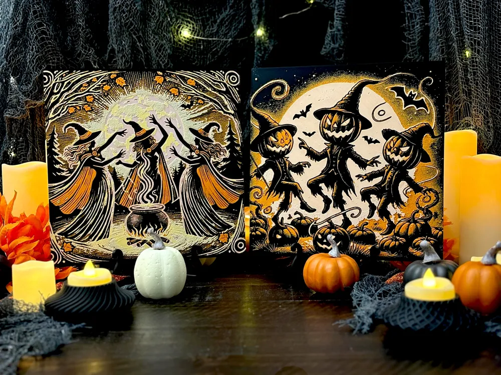 Moonlit Sisters - Witches Halloween Hueforge by Manic 3D Prints ...