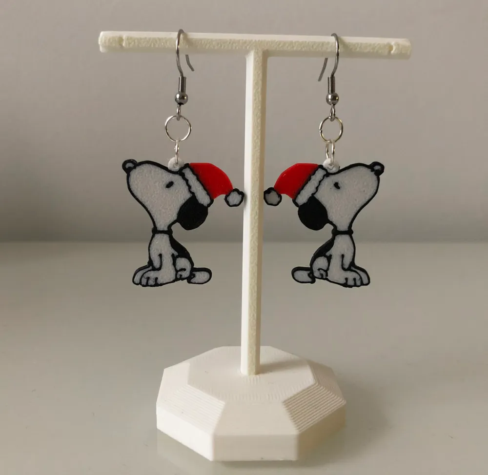 Snoopy Christmas earrings by Simon3D - MakerWorld