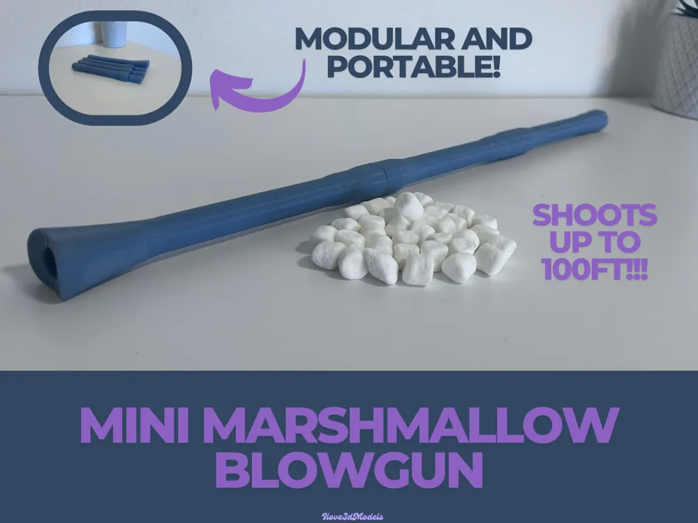 Marshmallow Blow Gun - Free 3D Print Model - MakerWorld