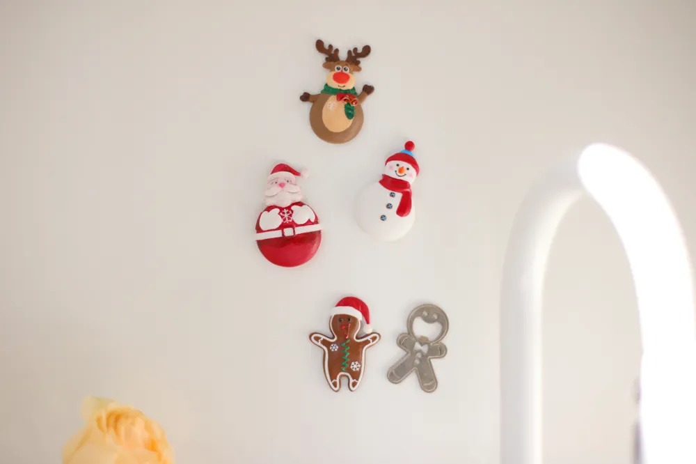 Christmas-themed decorations | Refrigerator magnet collection (Santa ...