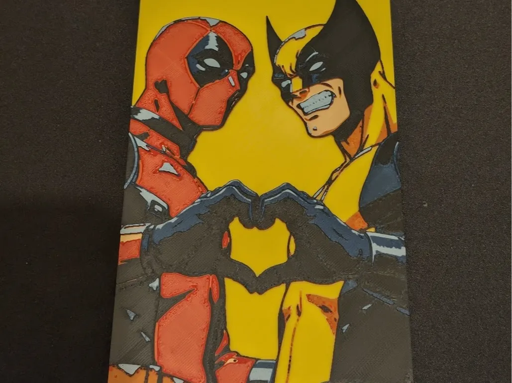 Deadpool and Wolverine Heart Hueforge - Free 3D Print Model - MakerWorld