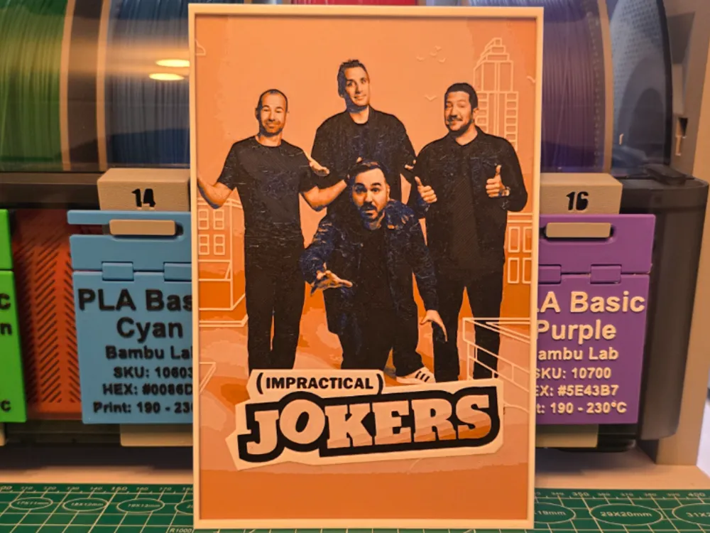 Impractical Jokers Poster - Hueforge Art - Free 3D Print Model - MakerWorld