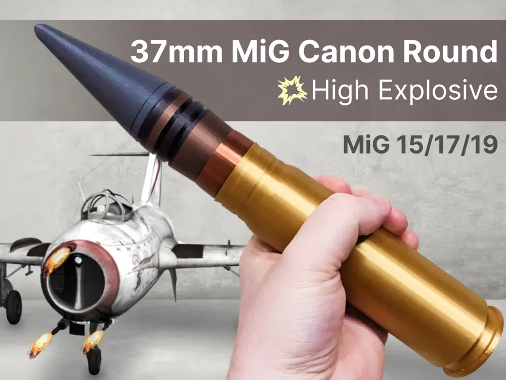 Cañón redondo MiG de 37 mm | Tamaño real | MiG-15/17/19 por Rexi Labs ...