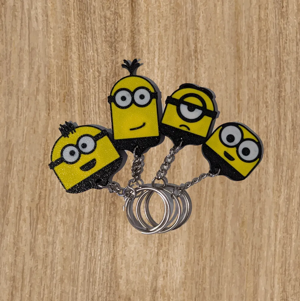 Minions-Themed Keychain Set & Magnetic Wall Holder by Kevin MakerWorld ...